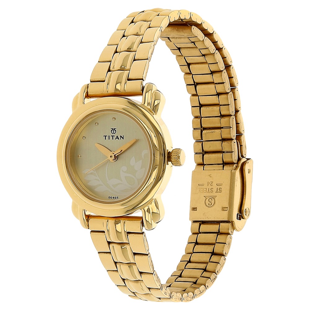 Buy Online Titan Quartz Analog Champagne Dial Stainless Steel Strap ...