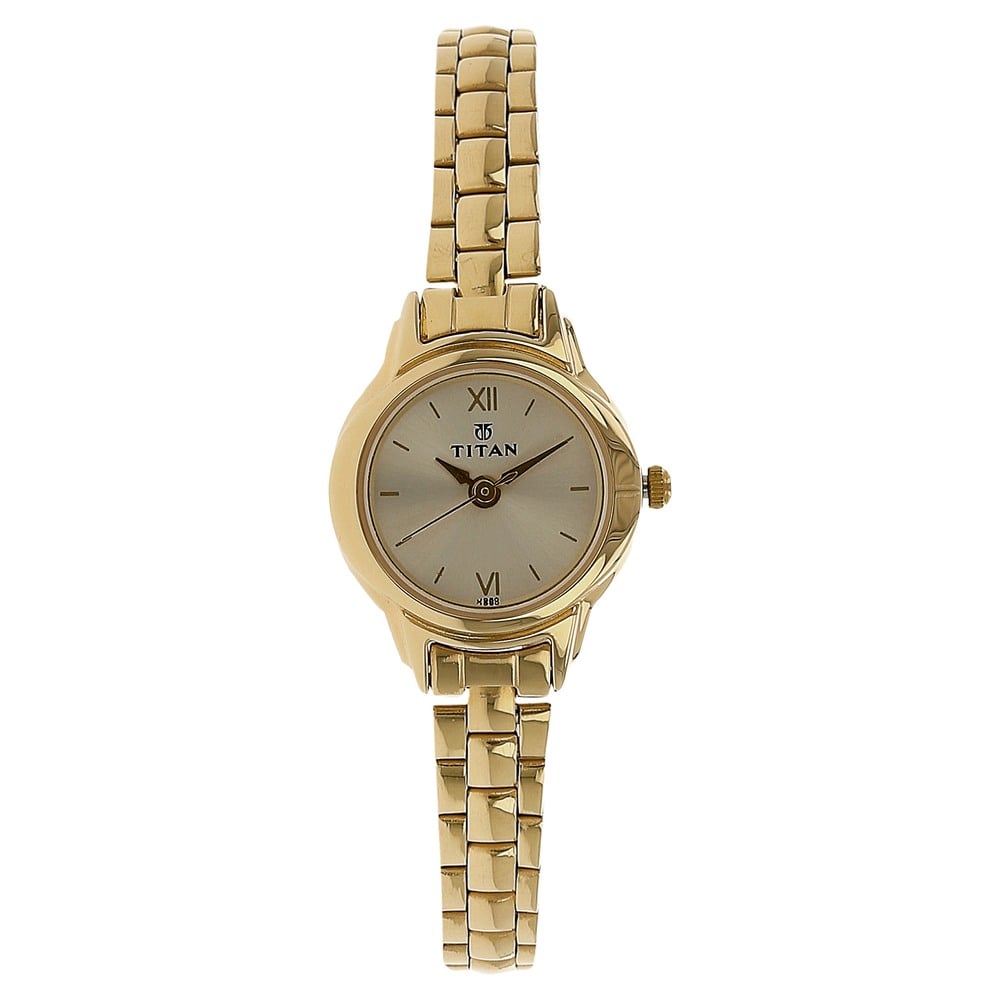 Buy Online Titan Quartz Analog Champagne Dial Stainless Steel Strap ...