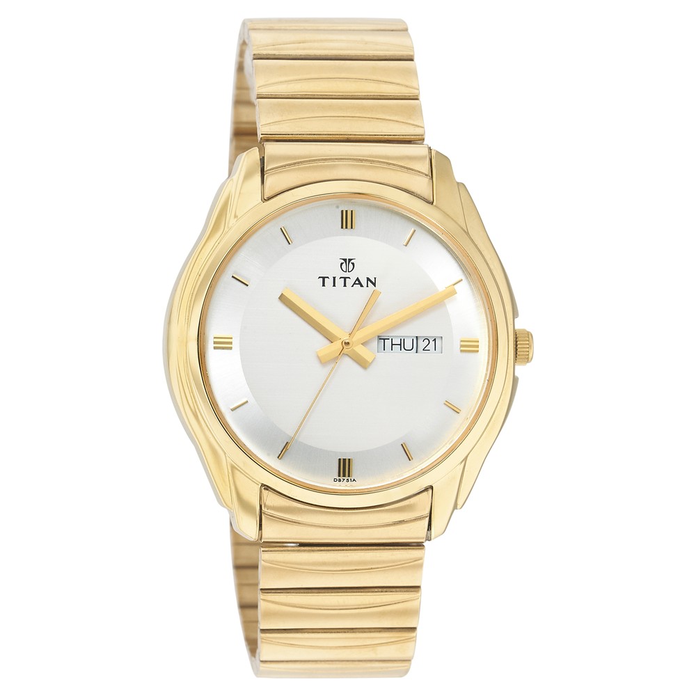 Buy Online Titan Quartz Analog with Day and Date Silver Dial Watch for ...