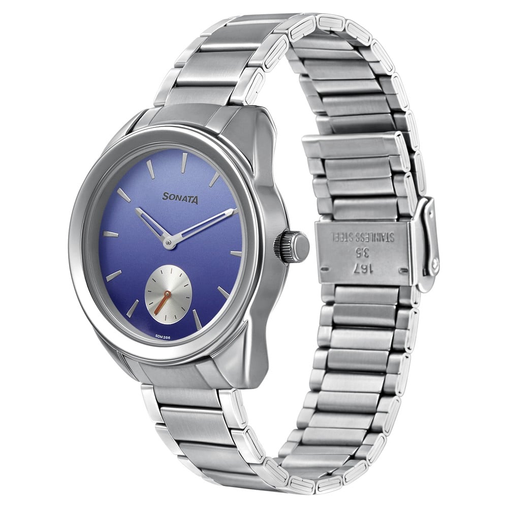 Buy Online Sonata Women of Steel Blue Dial Metal Strap Watch for Women ...