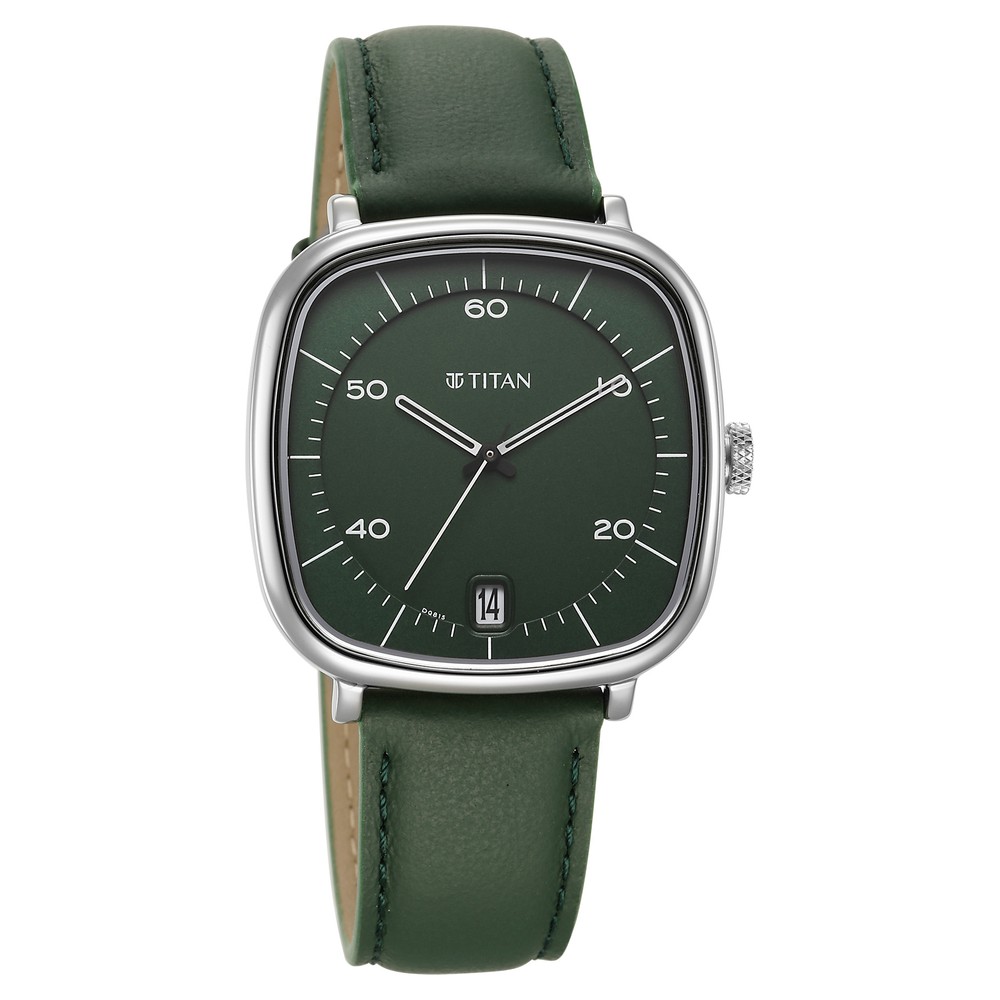 Buy Online Titan Neo Curve Quartz Analog with Date Green Dial Stainless ...