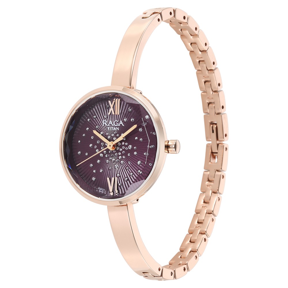 Buy Online Titan Raga Showstopper Quartz Analog Purple Dial Metal Strap ...