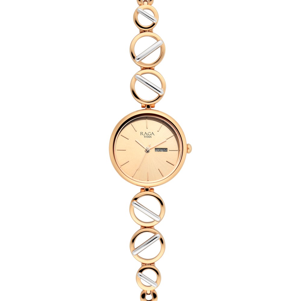 Buy Online Titan Raga Viva Quartz Analog with Day and Date Rose Gold ...