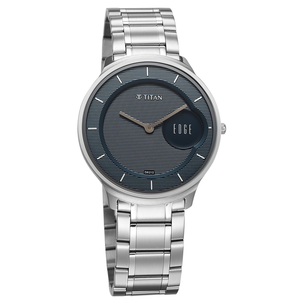Buy Online Titan Edge Murals Quartz Analog Blue Dial Stainless Steel ...