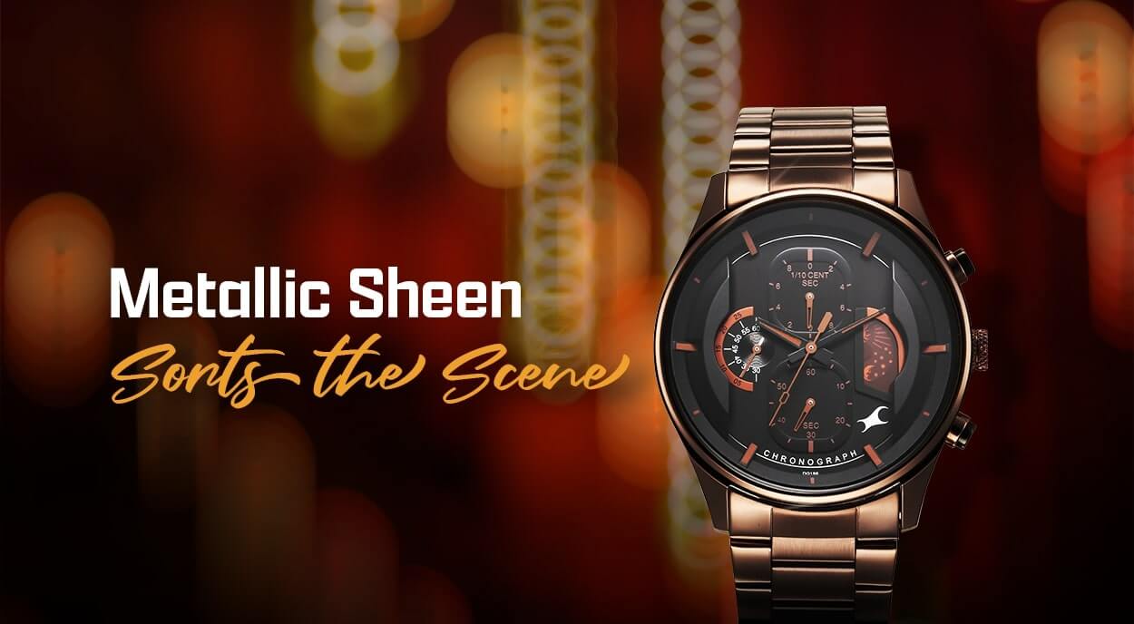 Buy Online Fastrack Opulence Sun Moon Chronograph Black Dial Brown ...