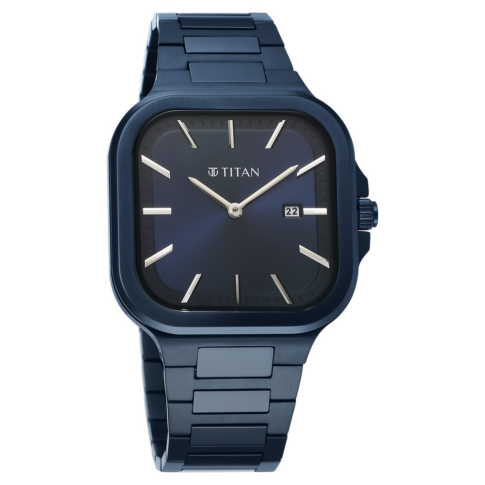 Buy Online Titan Classique Slim Square Quartz Analog with Date Blue ...