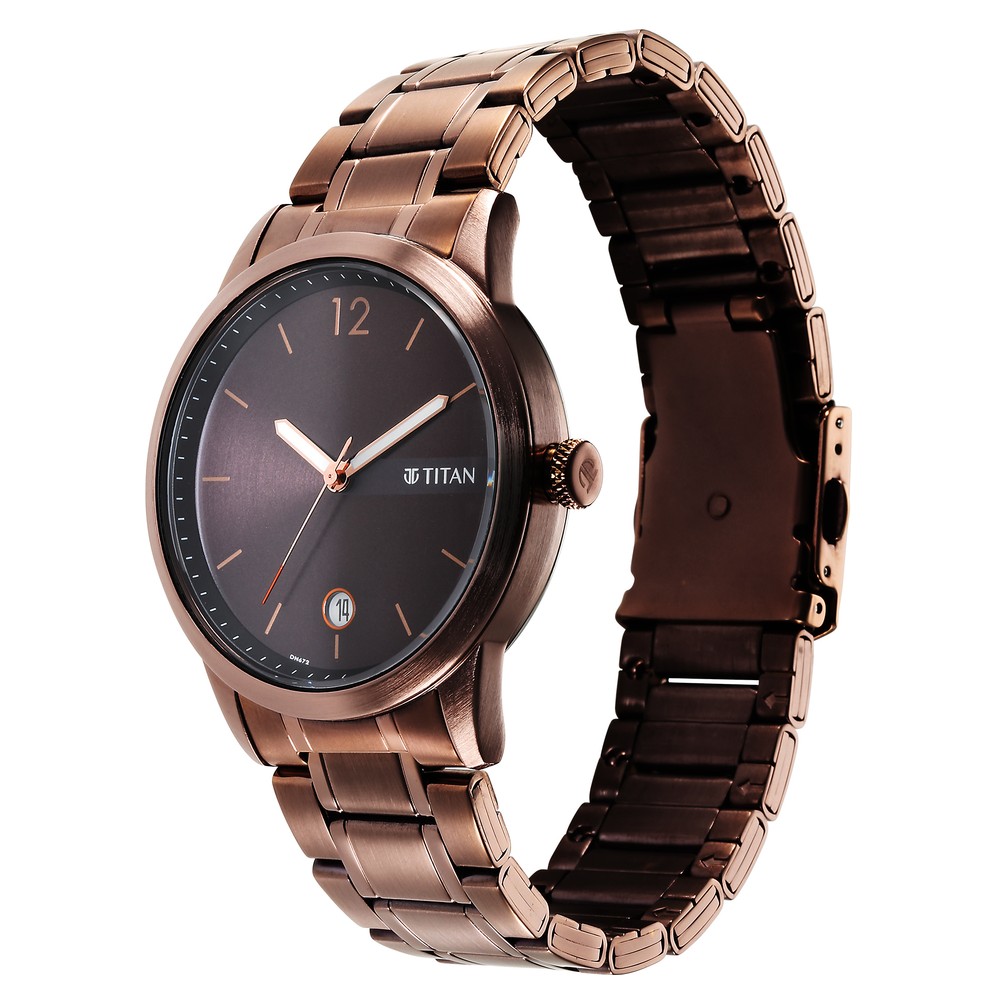 Buy Online Titan Neo Splash Brown Dial Analog with Date Stainless Steel ...