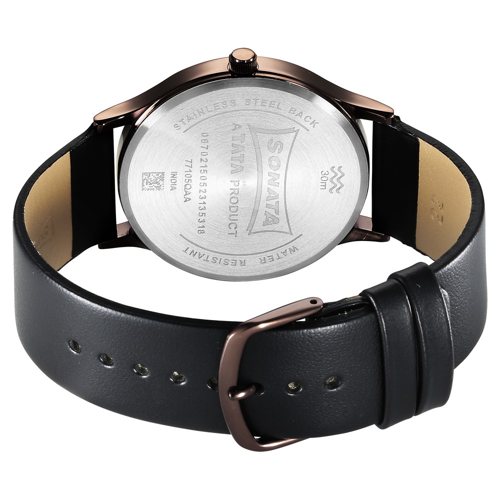 Buy Online Sonata Aspire Quartz Analog Silver Dial Leather Strap Watch ...
