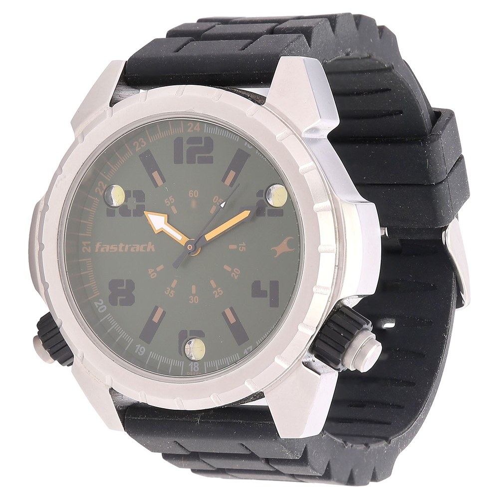 Buy Online Fastrack Quartz Analog Green Dial Silicone Strap Watch for ...