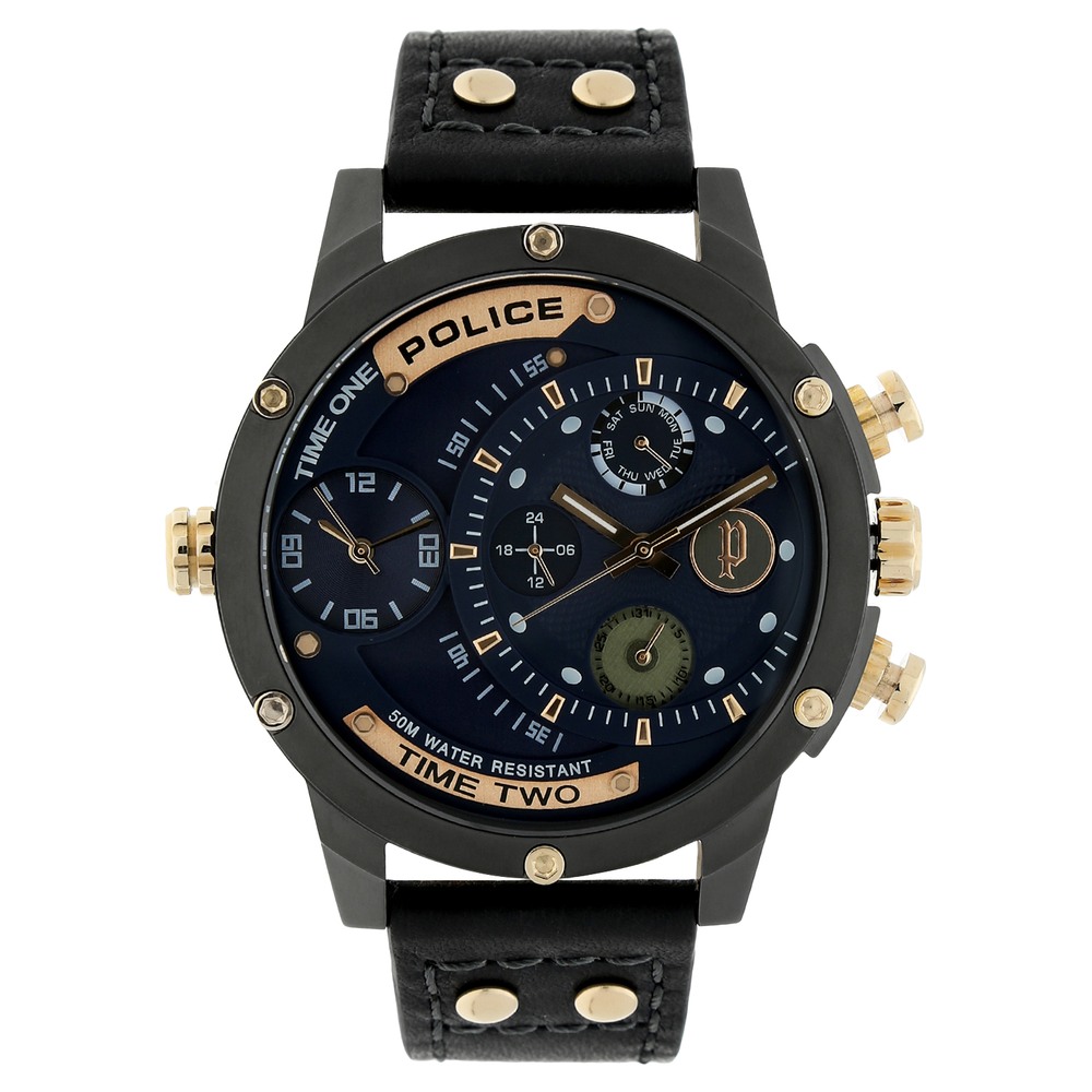 Buy Online Police Quartz Analog Blue Dial Leather Strap Watch for Men ...