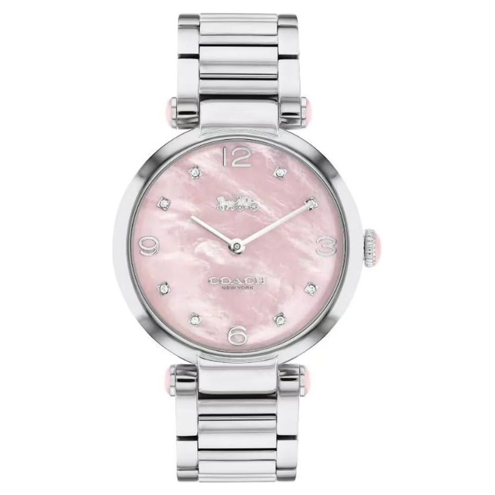 Buy Online Coach Quartz Analog Pink Dial Stainless Steel Strap Watch ...
