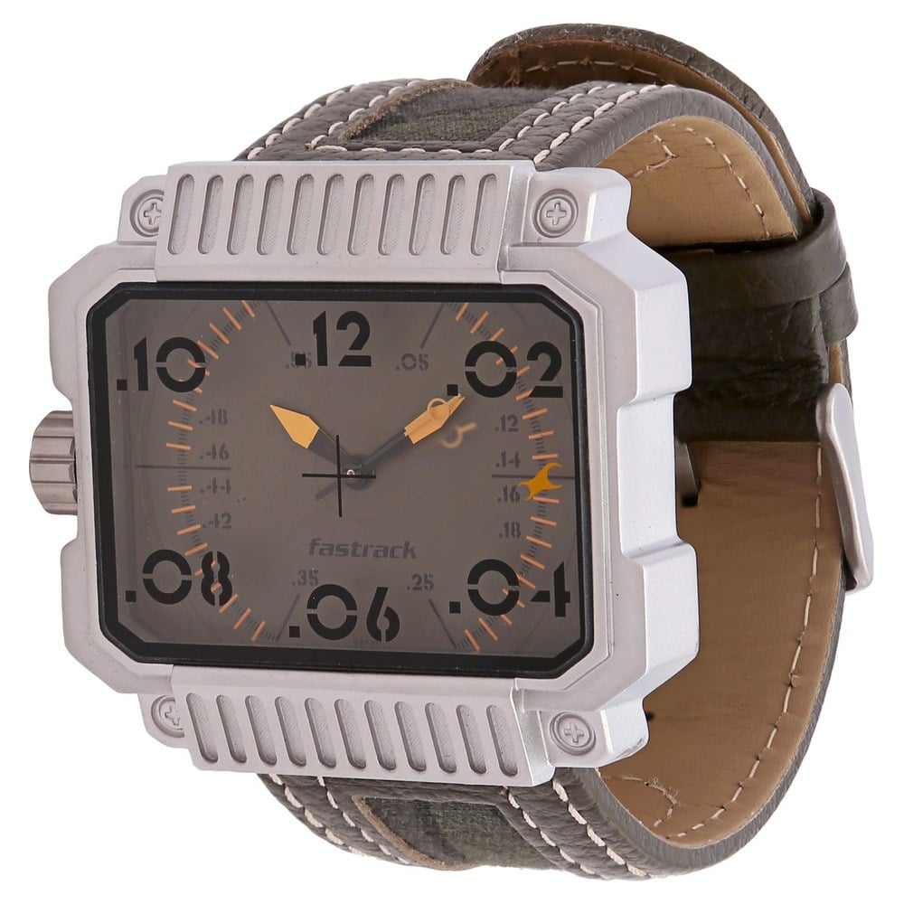 Buy Online Fastrack Quartz Analog Green Dial Leather Strap Watch for ...
