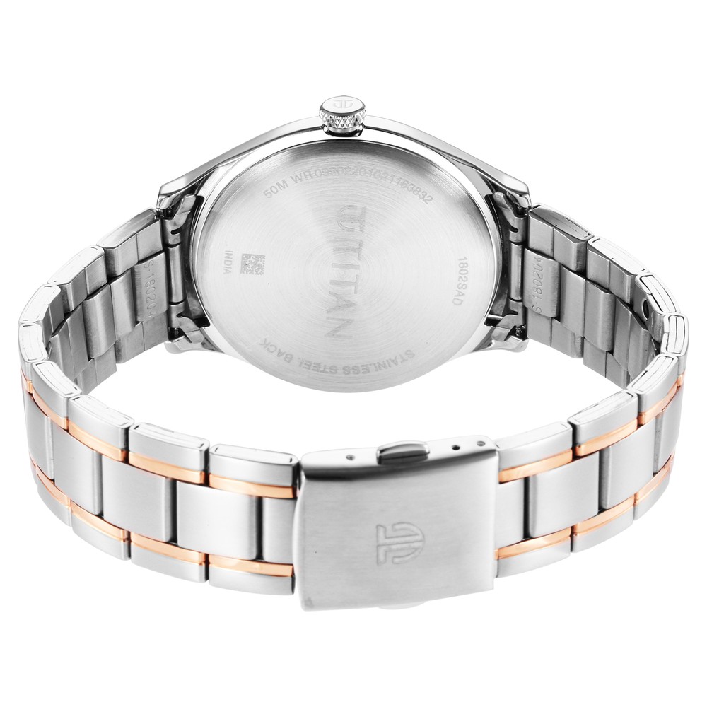 Buy Online Titan Quartz Analog Silver White Dial Stainless Steel Strap ...