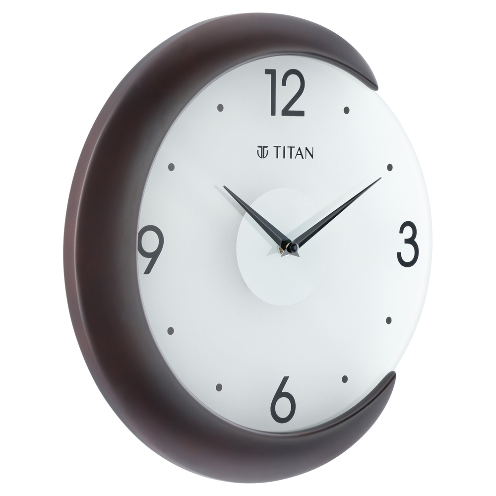 Buy Online Titan Wooden Half Moon Wall Clock with Glass Dial - 32 cm x ...