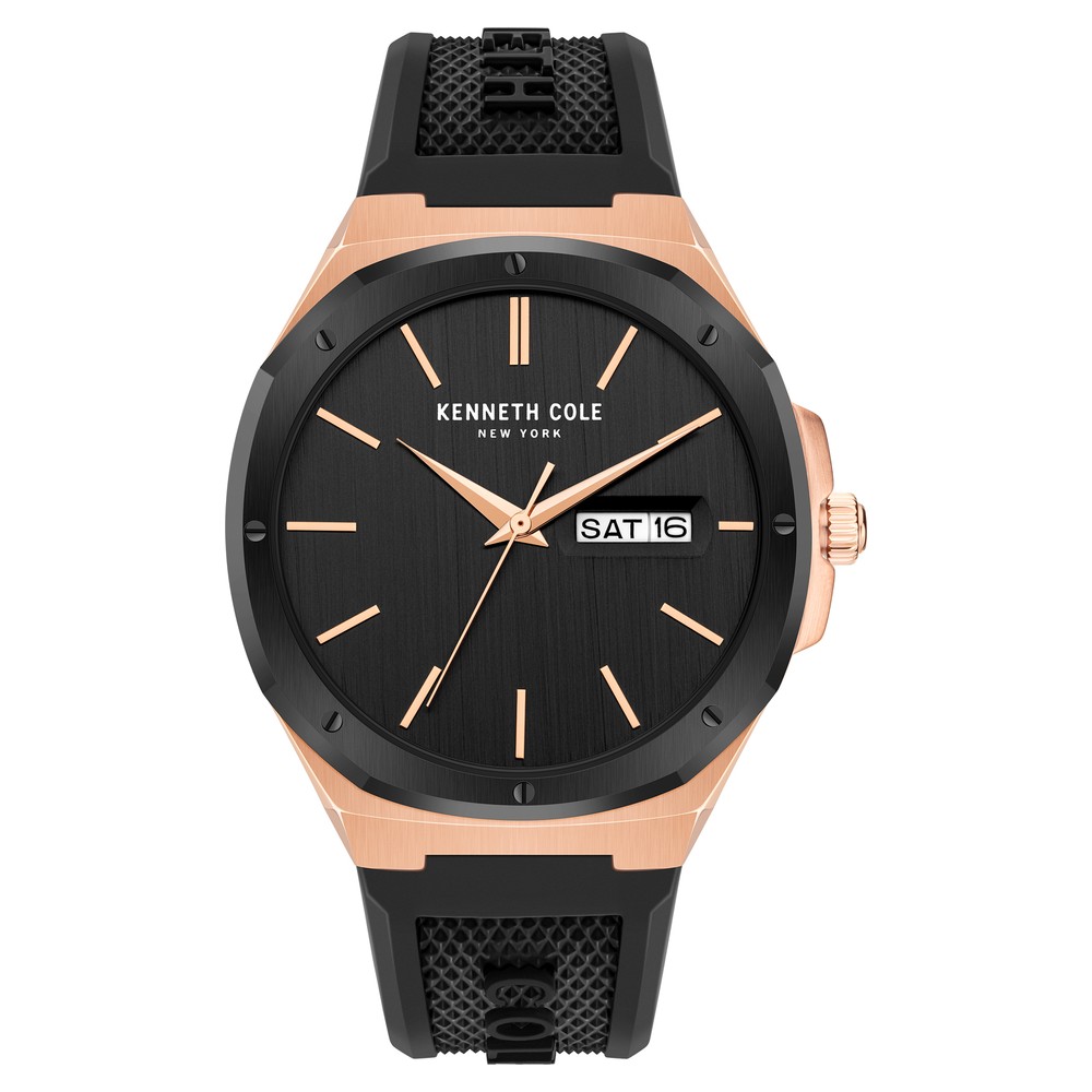 Buy Online Kenneth Cole Quartz Analog Black Dial Silicone Strap Watch ...