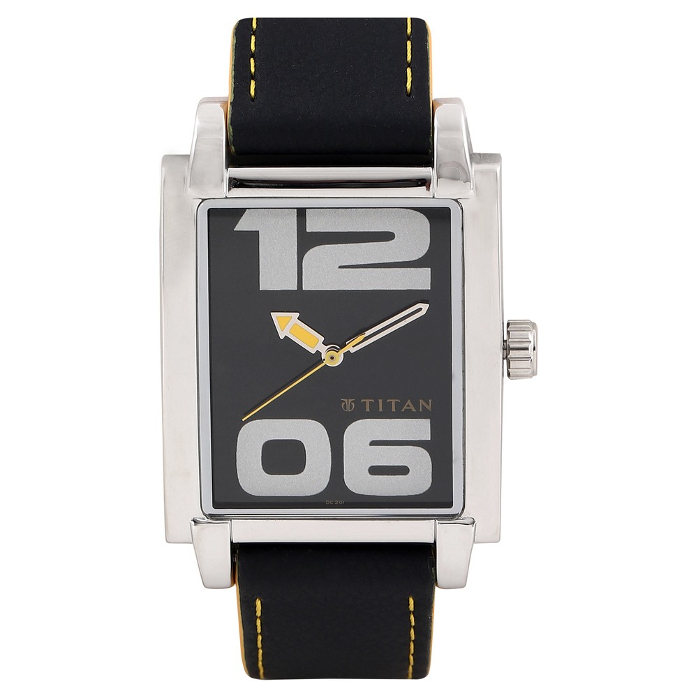Buy Online Titan Quartz Analog Black Dial Leather Strap Watch for Men ...