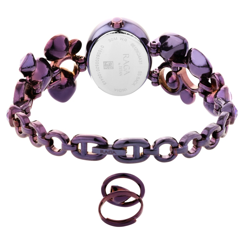 Buy Online Titan Raga Moments Of Joy Quartz Analog Mother of Pearl Dial Maroon Metal Strap Watch ...