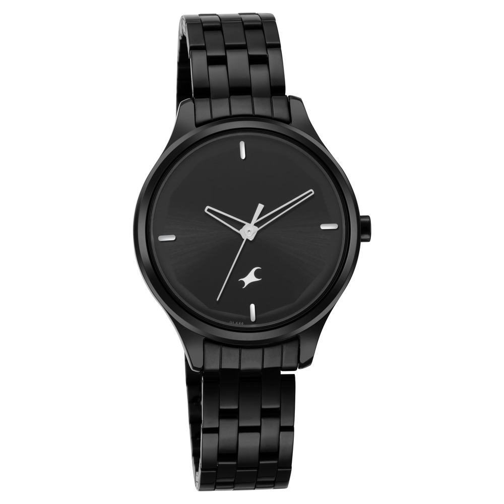 Buy Online Fastrack Stunners Quartz Analog Black Dial Metal Strap Watch ...