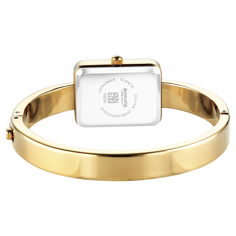 Buy Online Sonata Aura Quartz Analog White Mother of Pearl Dial Golden ...