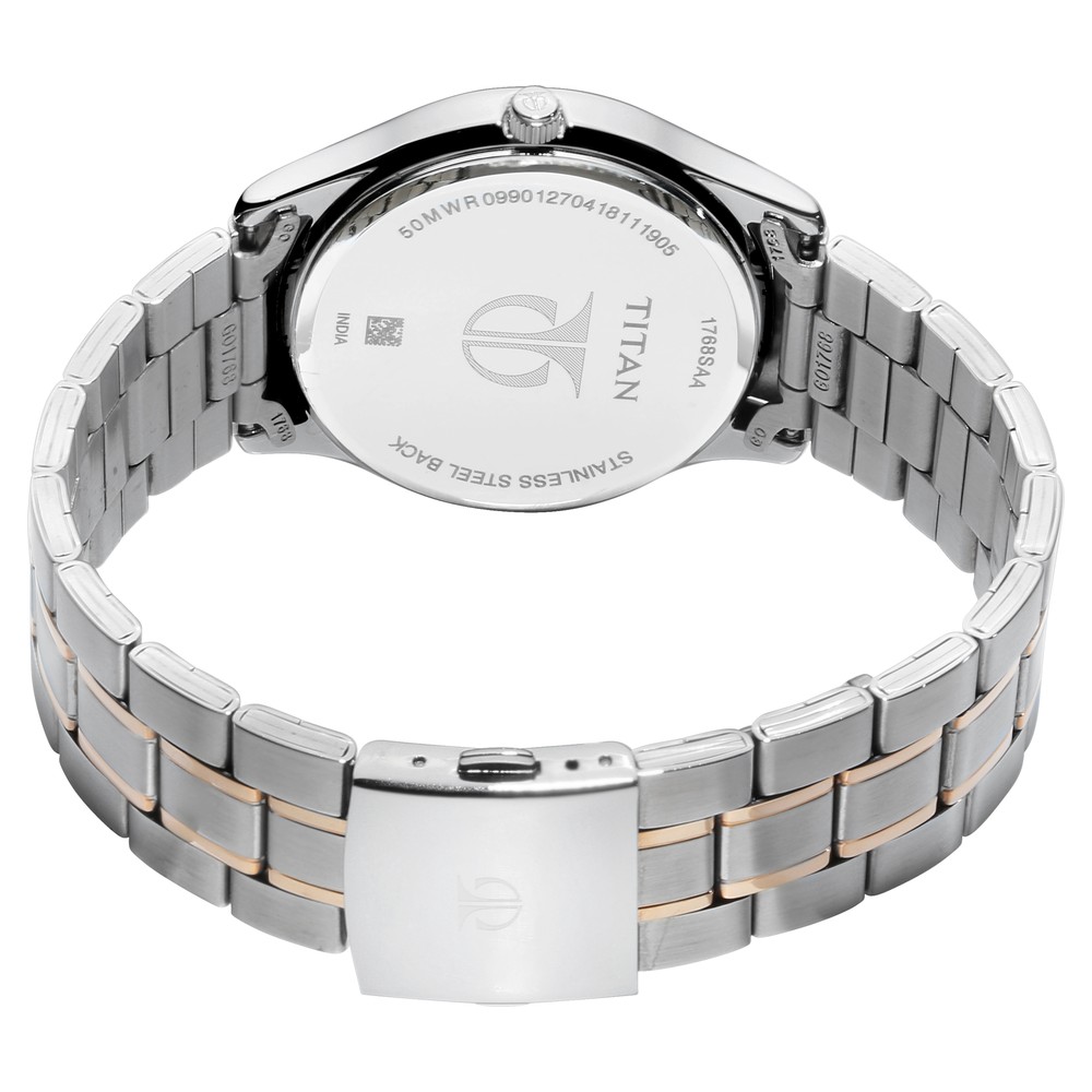 Buy Online Titan Quartz Multifunction Black Dial Stainless Steel Strap ...