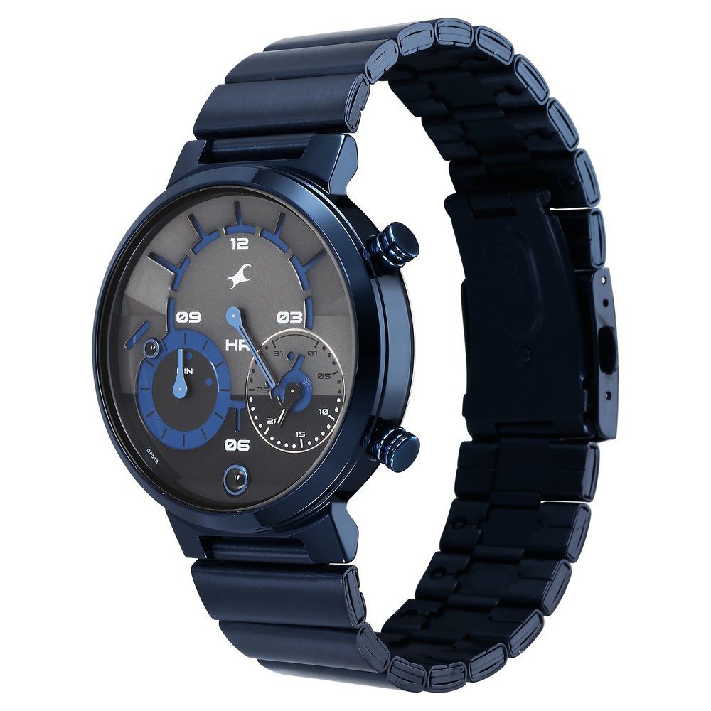 Buy Online Fastrack Gambit Micromotor Black Dial Blue Metal Strap ...