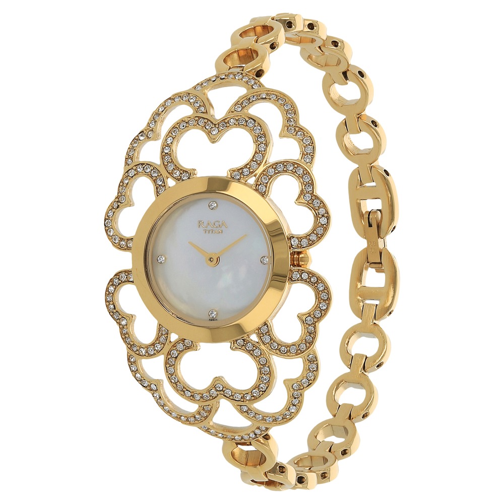 Buy Online Titan Raga Moonlight Mother of Pearl Dial Women Watch With ...