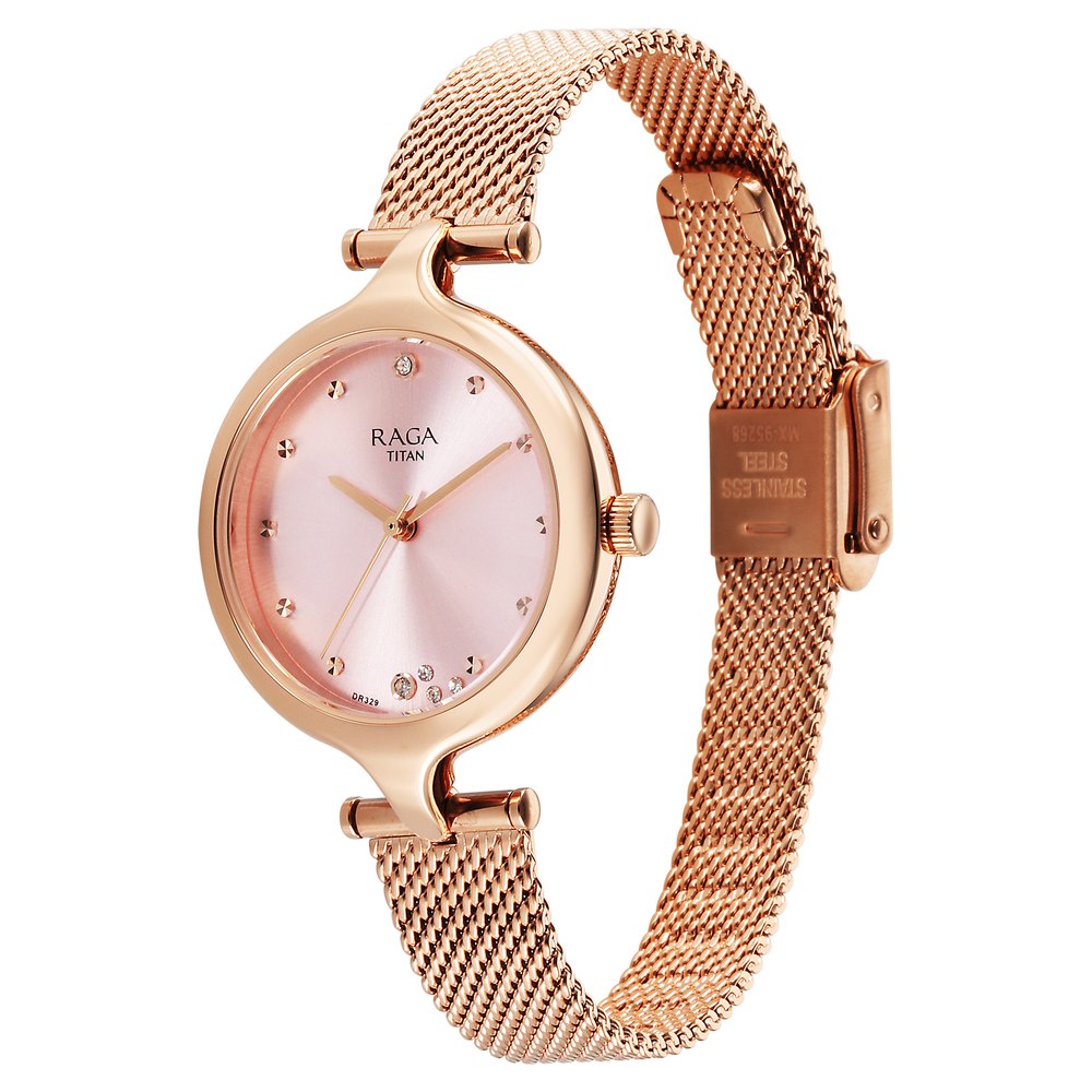 Buy Online Titan Raga Showstopper Quartz Analog Rose Gold Dial Metal ...