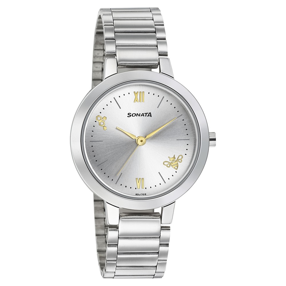 Buy Online Sonata Play Silver Dial Women Watch With Stainless Steel ...