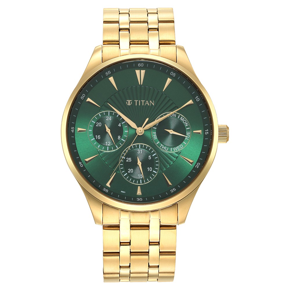 Buy Online Titan Opulent Green Dial Quartz Multifunction Stainless ...