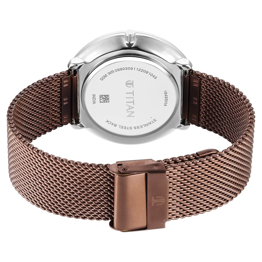 Buy Online Titan Noir Brown Dial Analog Stainless Steel Strap watch for ...