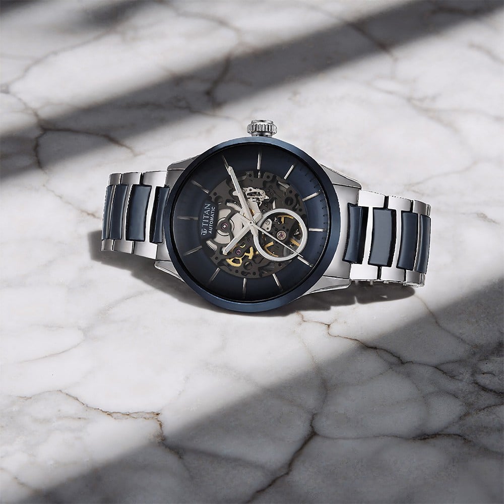 Buy Online Titan Ceramic Fusion Automatic Automatic Blue Dial Stainless ...