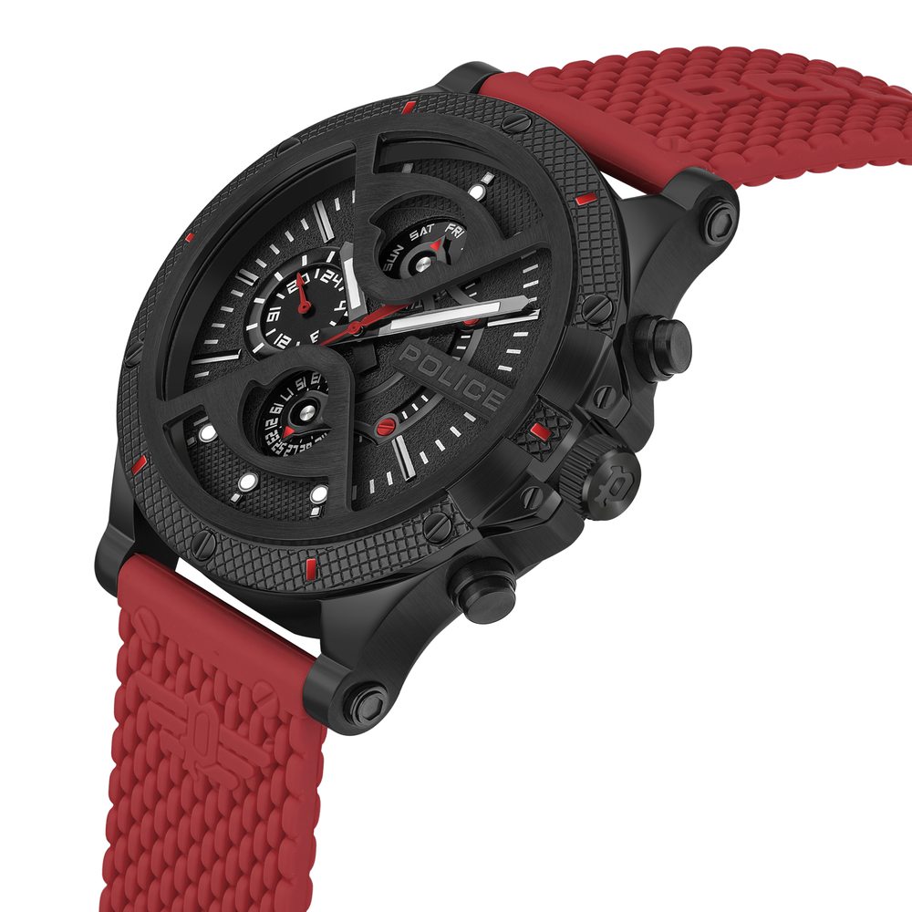 Buy Online Police Quartz Multifunction Black Dial Silicone Strap Watch ...