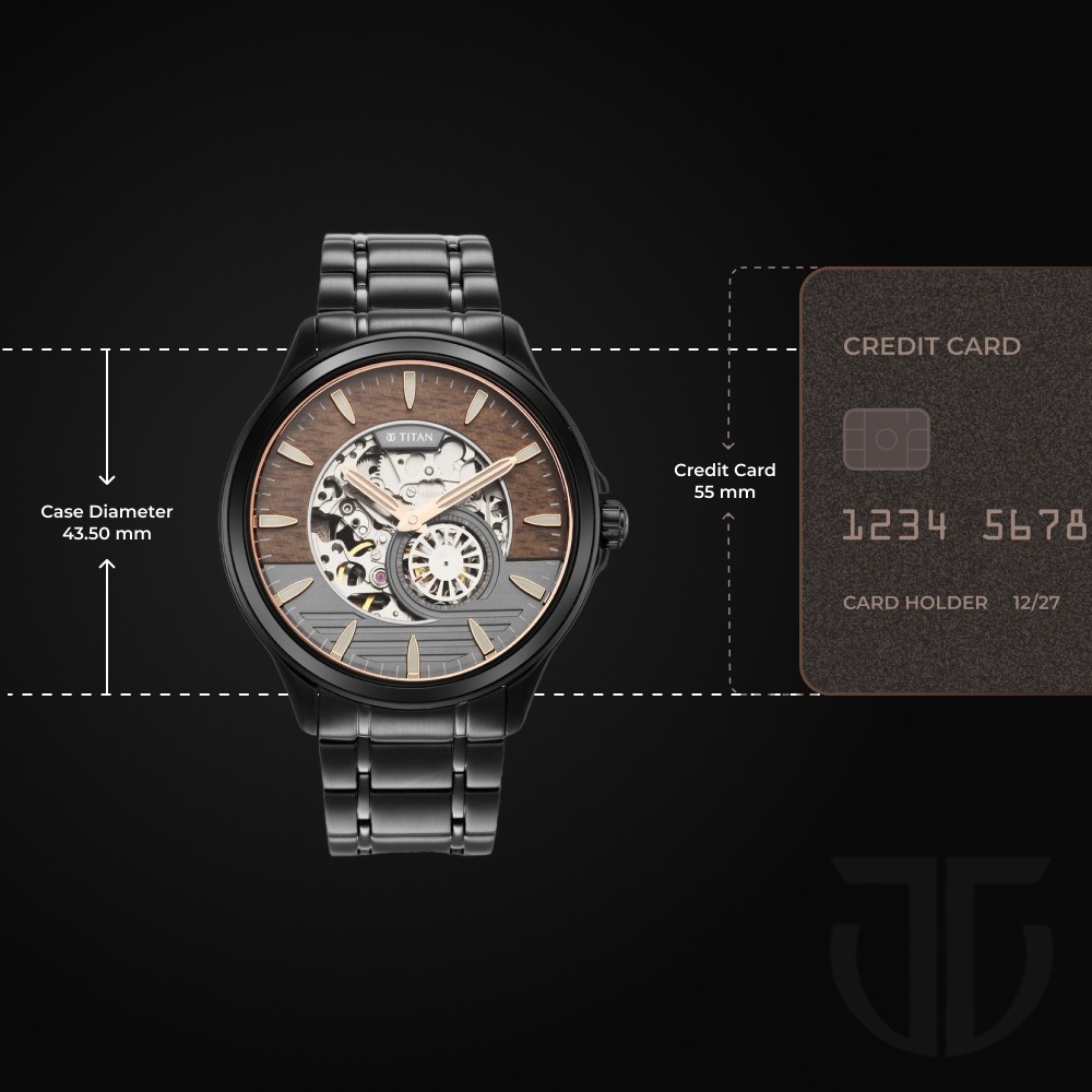 Buy Online Titan Automatic Black Dial Stainless Steel Strap Watch for ...