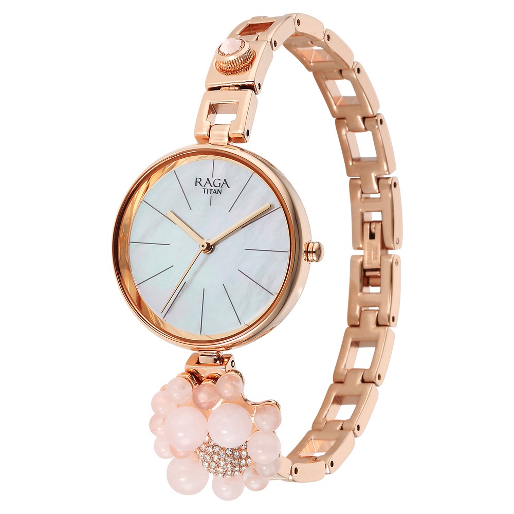 Buy Online Titan Raga Delight Mother Of Pearl Dial Analog Metal Strap ...