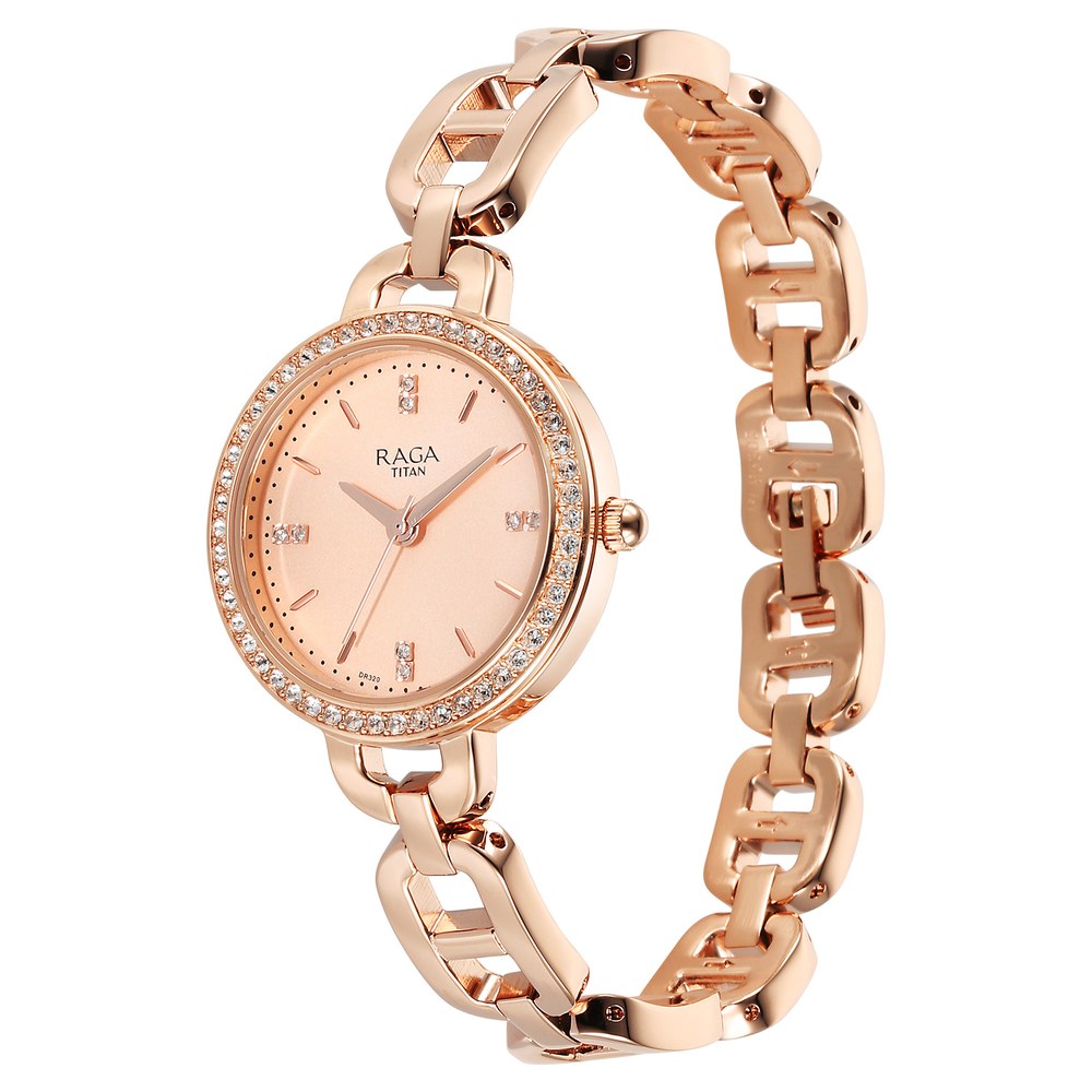 Buy Online Titan Raga Showstopper Quartz Analog Rose Gold Dial Metal ...