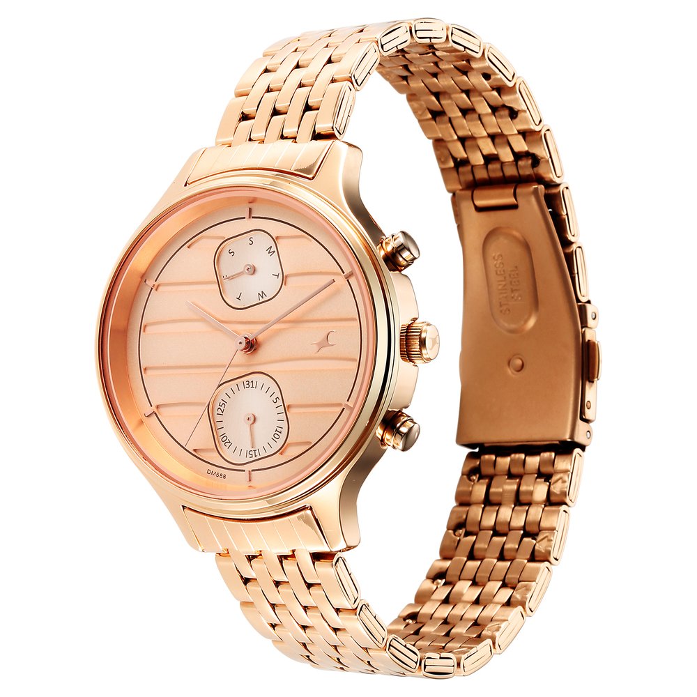 Buy Online Fastrack Style Up Rose Gold Dial Stainless Steel Strap Watch ...