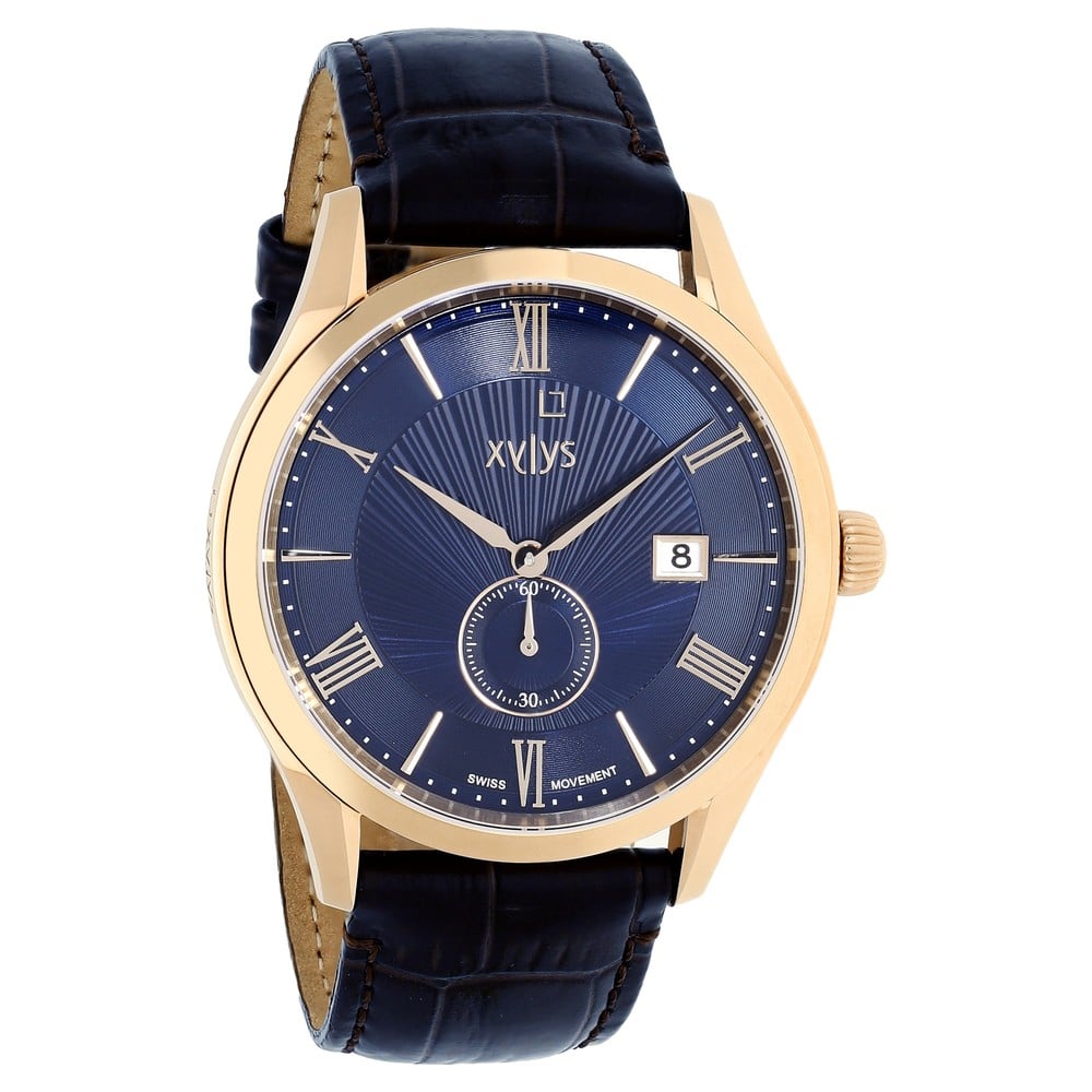 Buy Online Xylys Swiss Analog with Date Blue Leather Strap and Dial ...