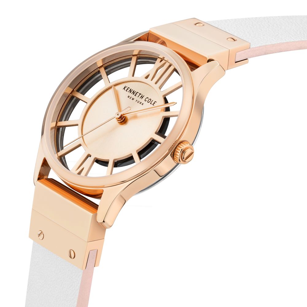 Buy Online Kenneth Cole Quartz Analog Rose Gold Dial Leather Strap ...