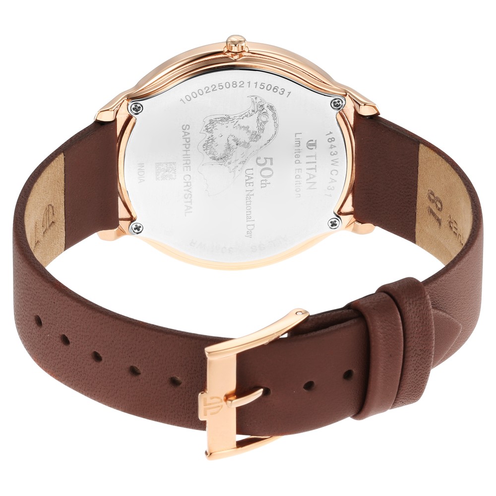 Buy Online Titan Edge Quartz Analog Blue Dial Brown Leather Strap Watch ...