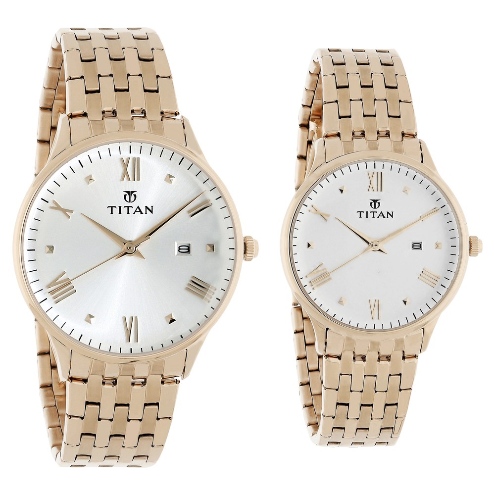 Buy Online Titan Bandhan Rose Gold Dial Analog with Date Stainless ...