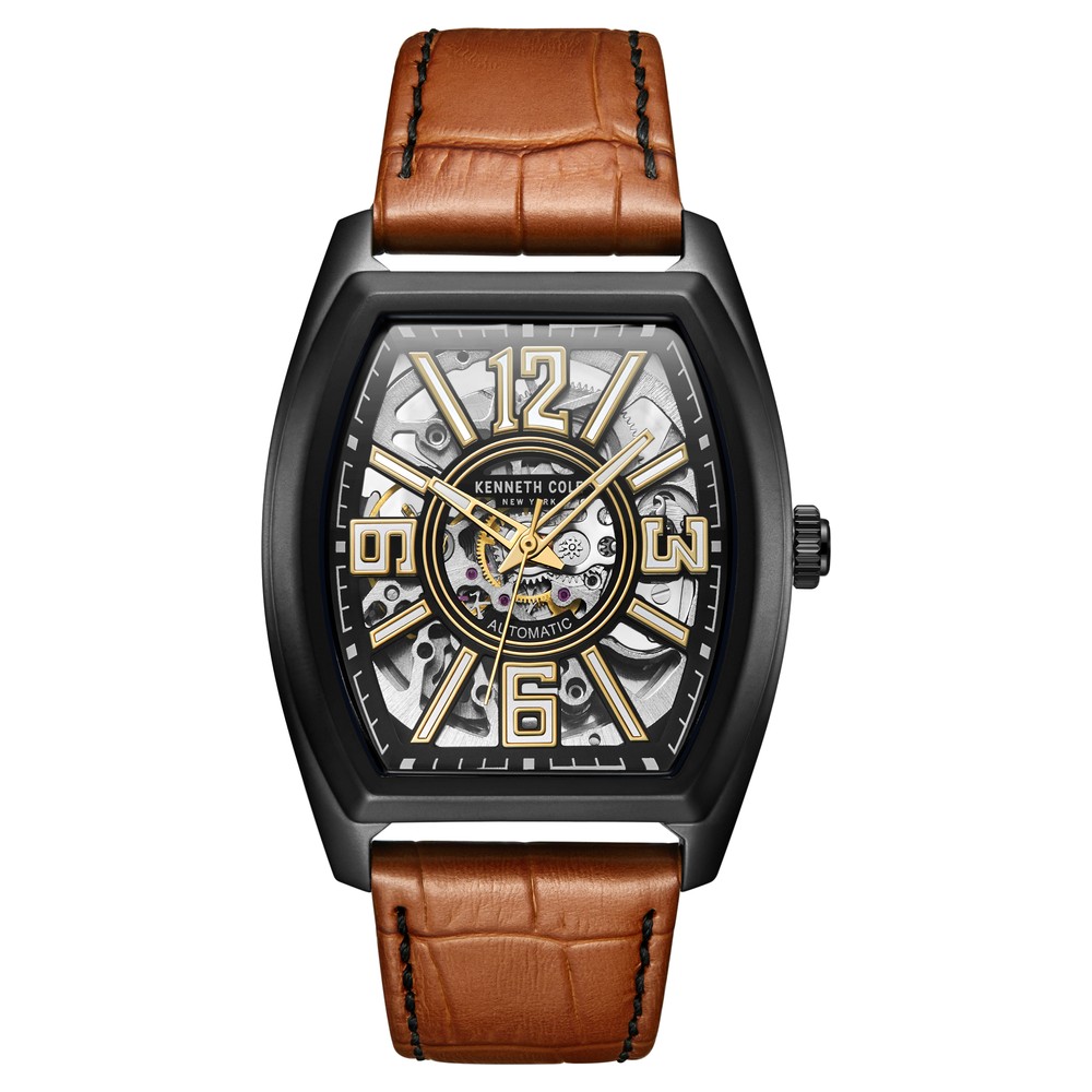 Buy Online Kenneth Cole Automatic Black Dial Leather Strap Watch for ...