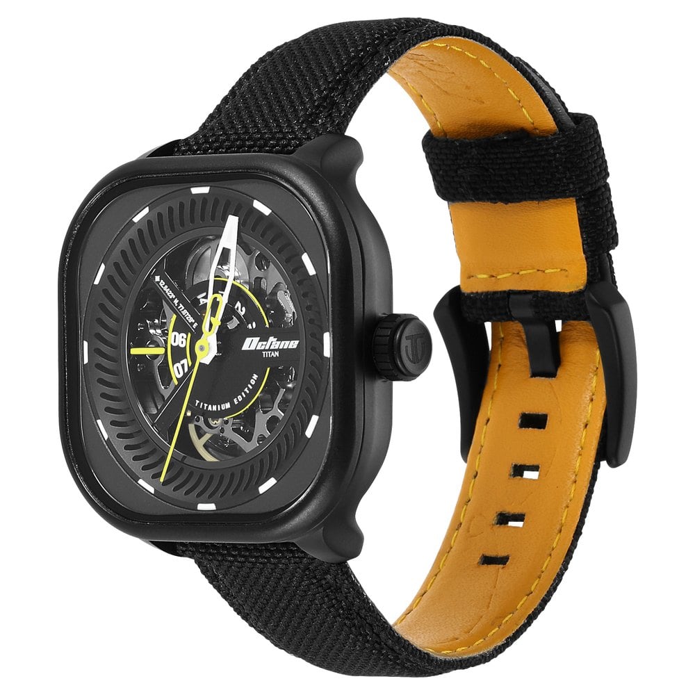 Buy Online Titan Octane Aerobatics Black Dial Automatic Fabric Strap ...