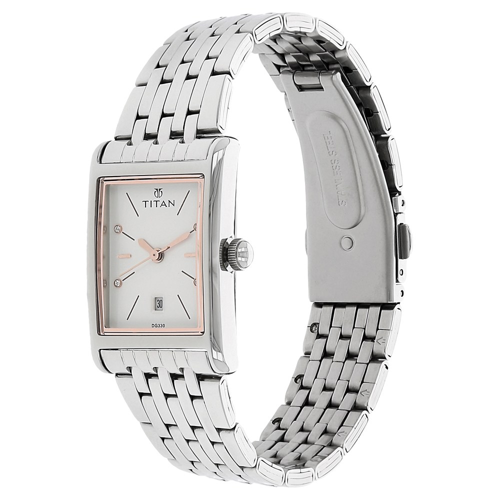 Buy Online Titan Workwear White Dial Analog Stainless Steel Strap Watch ...