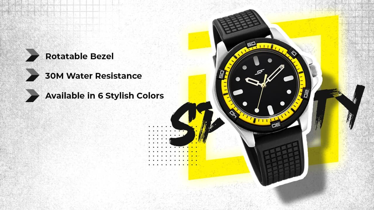Buy Online SF Sporty Black Dial Polyurethane Strap Watch for Men ...