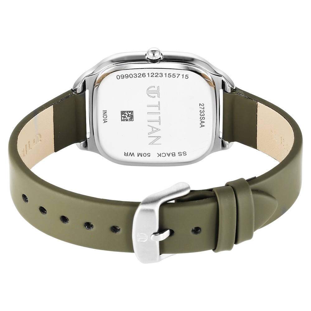 Buy Online Titan Workwear Quartz Analog White Dial Green Leather Strap ...