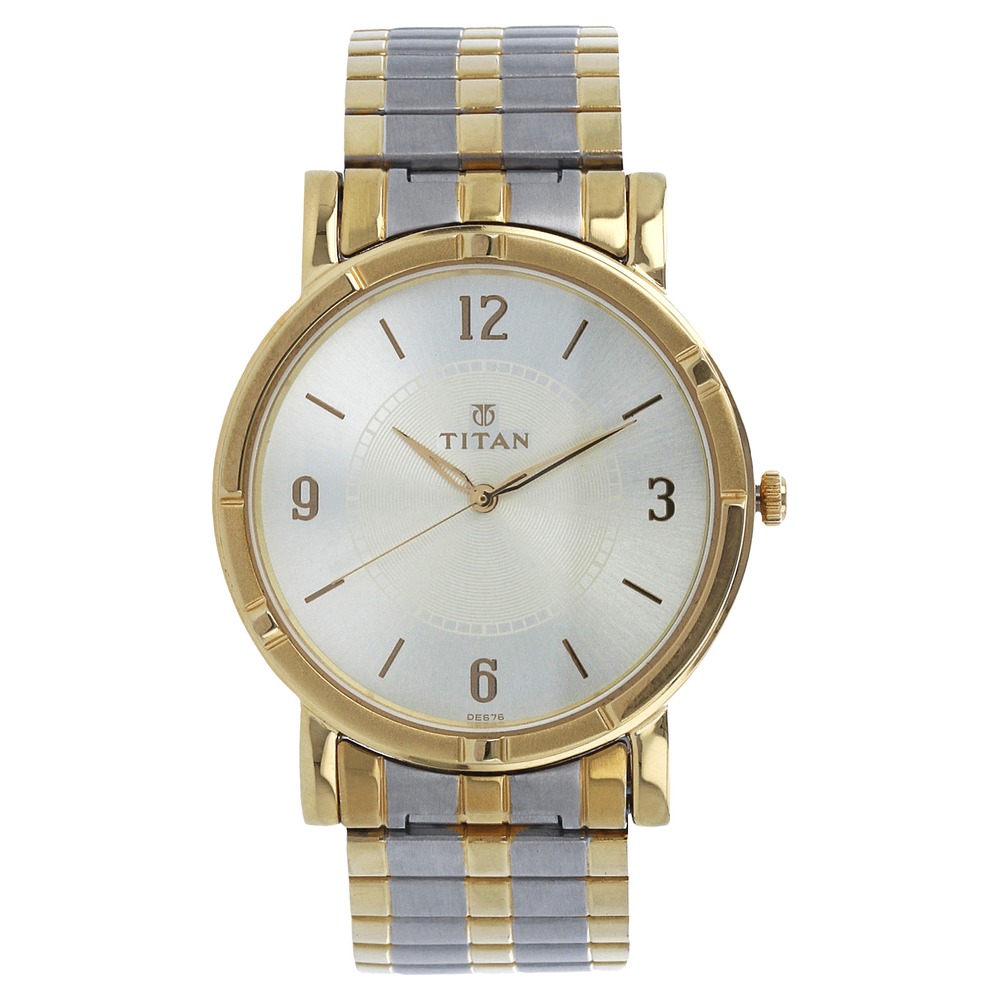 Buy Online Titan Quartz Analog Champagne Dial Stainless Steel Strap ...