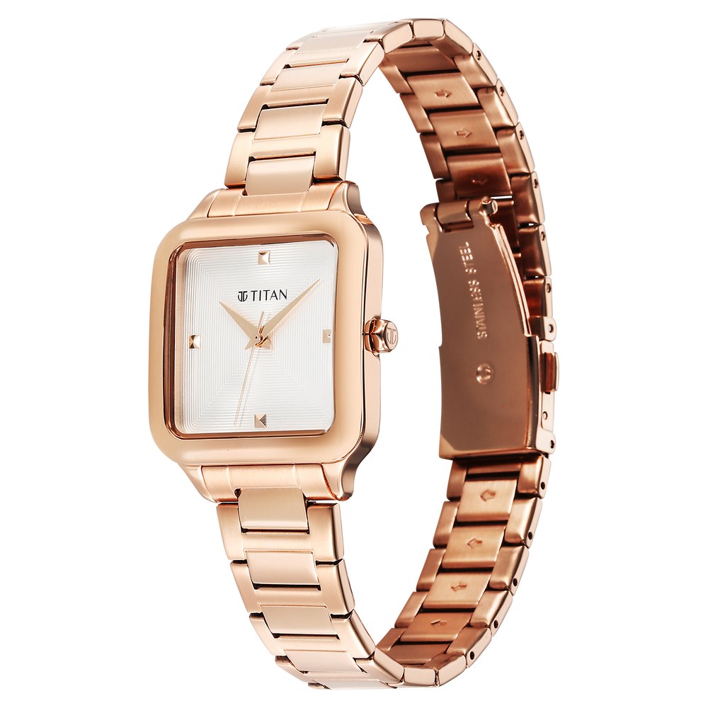 Buy Online Titan Horizon Quartz Analog White Dial Stainless Steel Strap ...