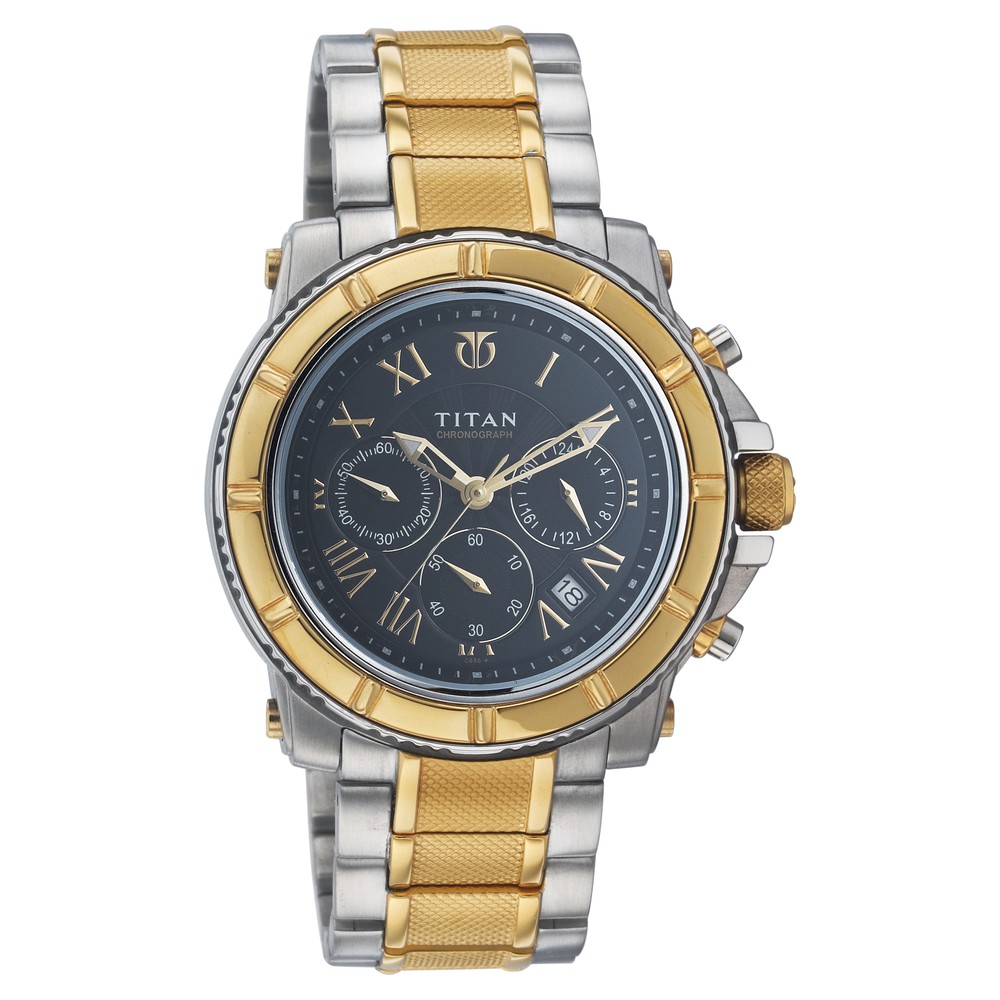 Buy Online Titan Quartz Chronograph Black Dial Watch for Men ...