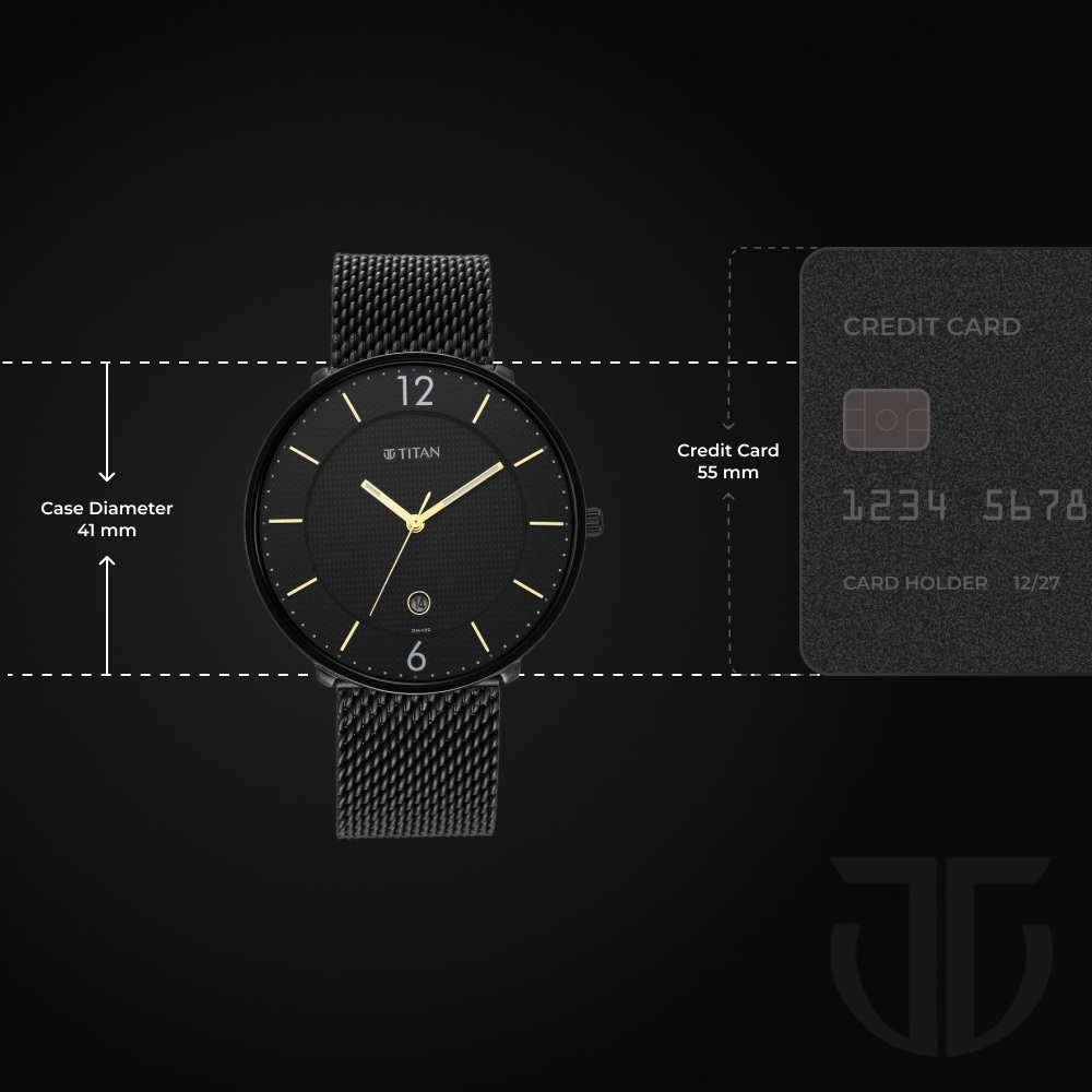 Buy Online Titan Black and Gold Black Dial Analog Stainless Steel Strap ...