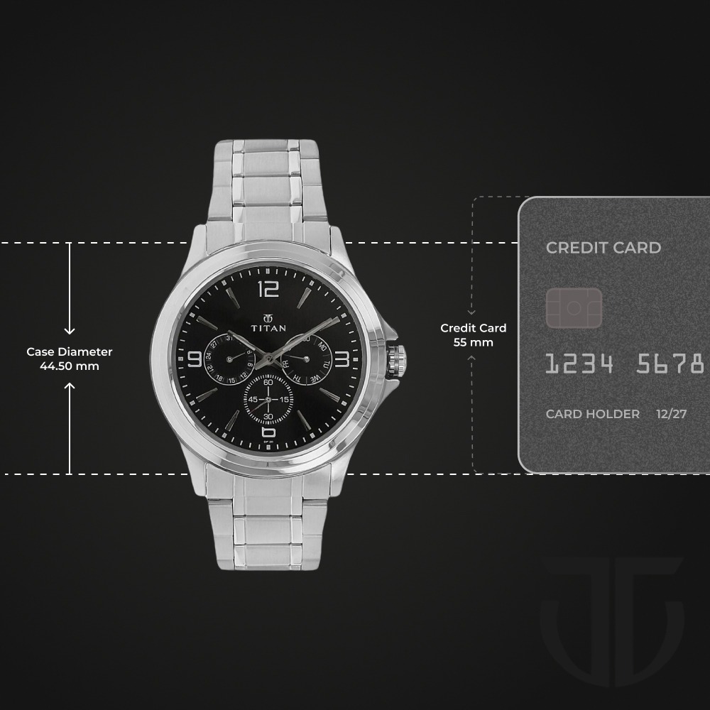 Buy Online Titan Quartz Multifunction Black Dial Stainless Steel Strap ...